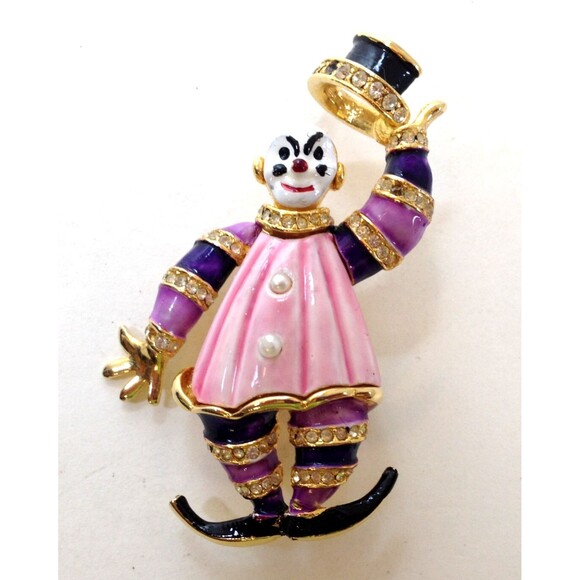 Unbranded | Jewelry | Vintage Clown Brooch Pin Enamel Tipping Hat Tipsy ...
